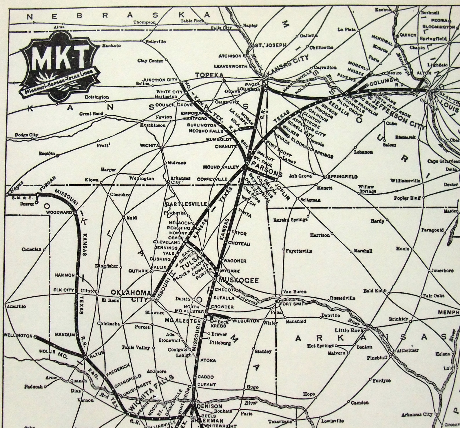 MKT Missouri Kansas Texas Lines - Original 1924 Dated Railroad System ...