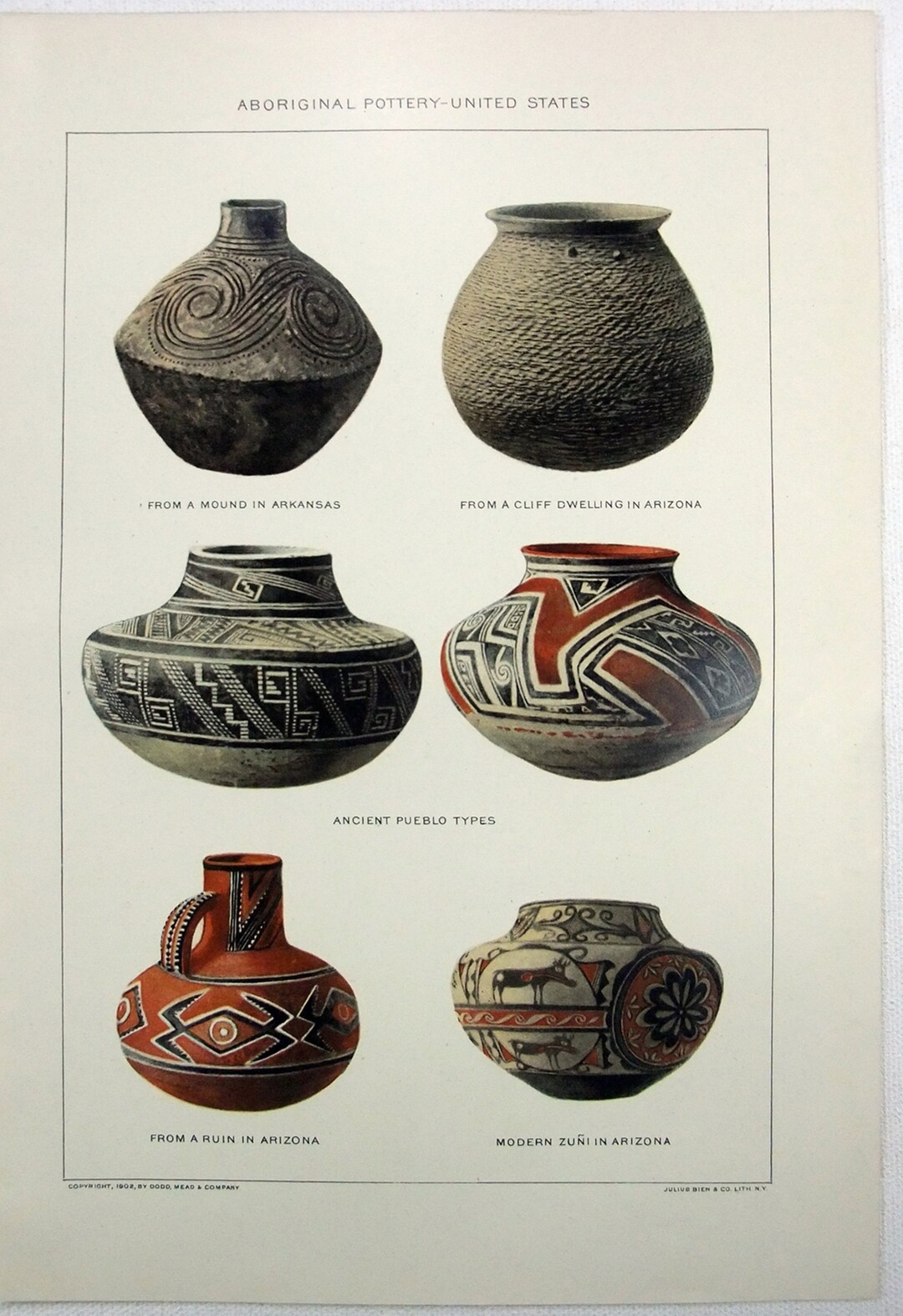 Aboriginal Pottery: Original 1902 Dated Stone Chromo-lithograph by ...