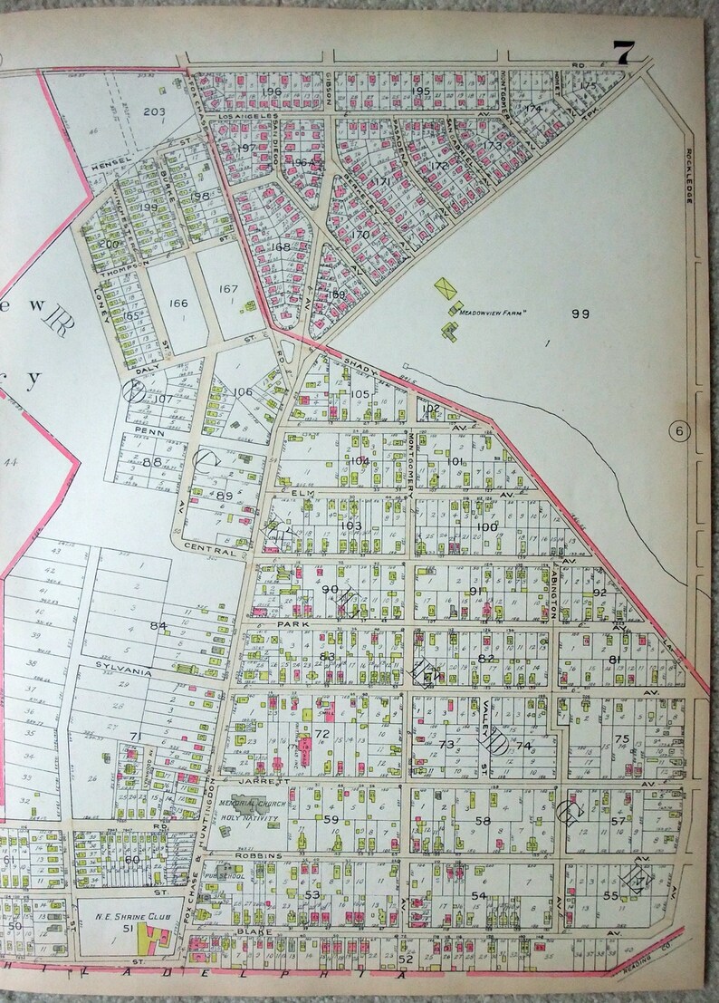 Large Original 1927 Map of Parts of the Borough of Rockledge | Etsy