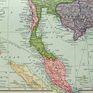 Southeast Asia Original 1910 Dated Map by Dodd Mead & Co Burma, Siam ...