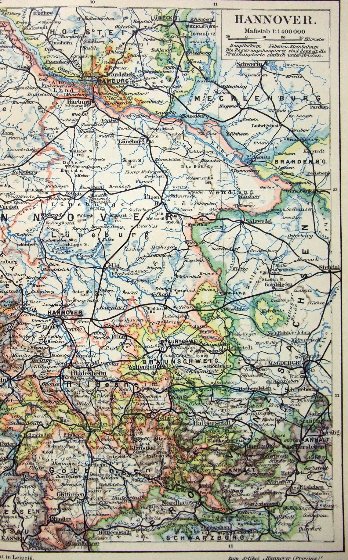 Original 1906 Map of Hanover Province Germany by Meyers. - Etsy