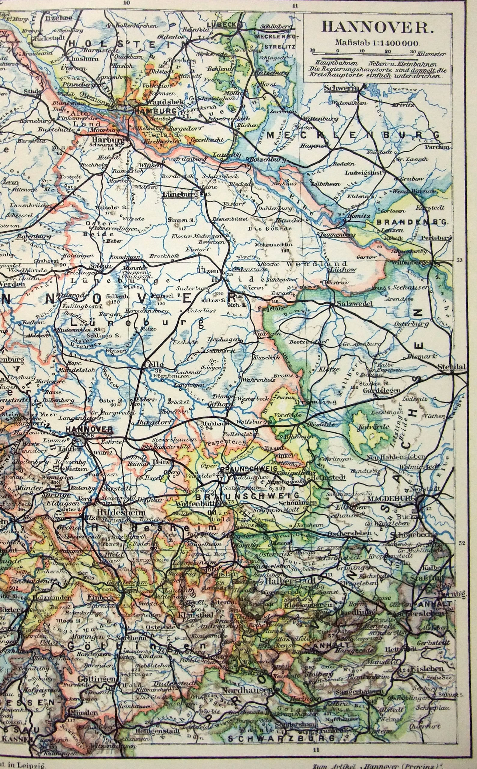 Original 1906 Map of Hanover Province Germany by Meyers. | Etsy