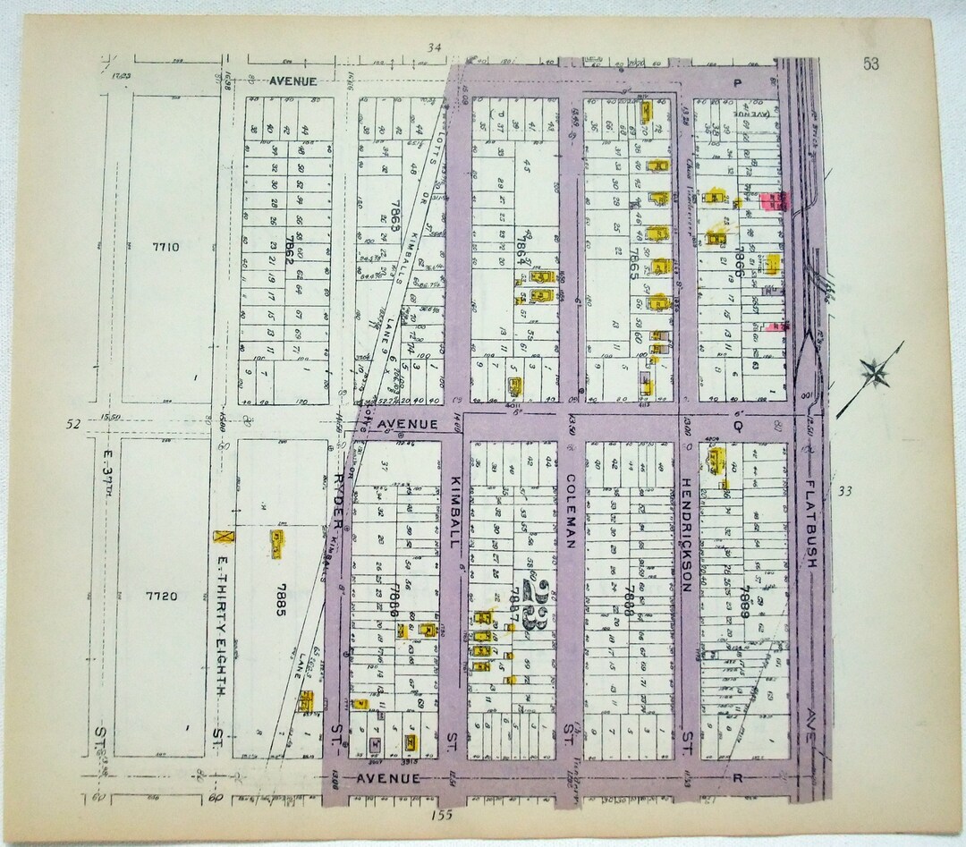 Antique 1922 Brooklyn Map: Marine Park, Flatbush Ave, Belcher Hyde - Etsy