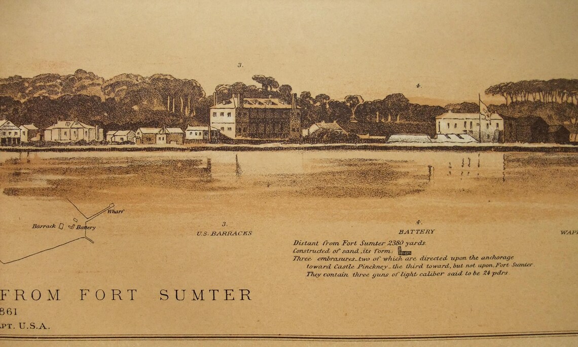 Three Views From Fort Sumpter on February 13 1861 Plate 1 | Etsy