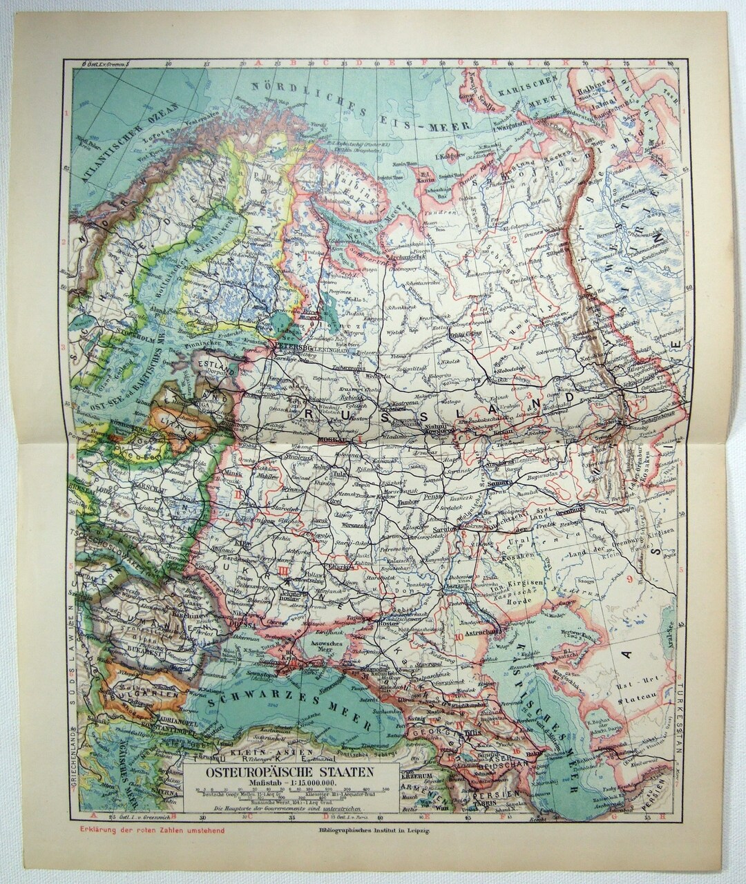 Eastern European Original 1928 German Language Map by Meyers Russia ...