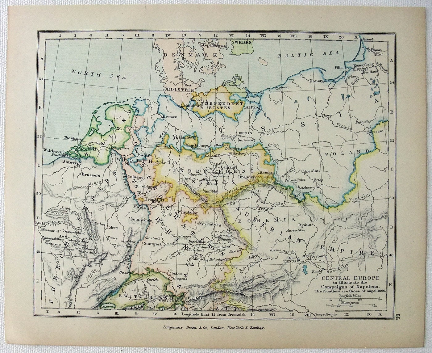 Vintage Map of Central Europe on August 6 1806 Published by - Etsy