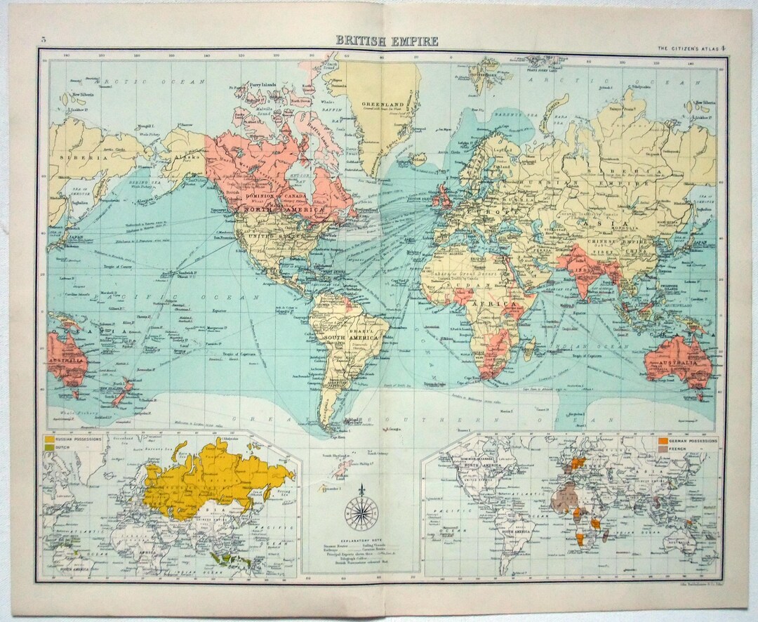The British Empire - Original Map by John Bartholomew Circa 1898 ...