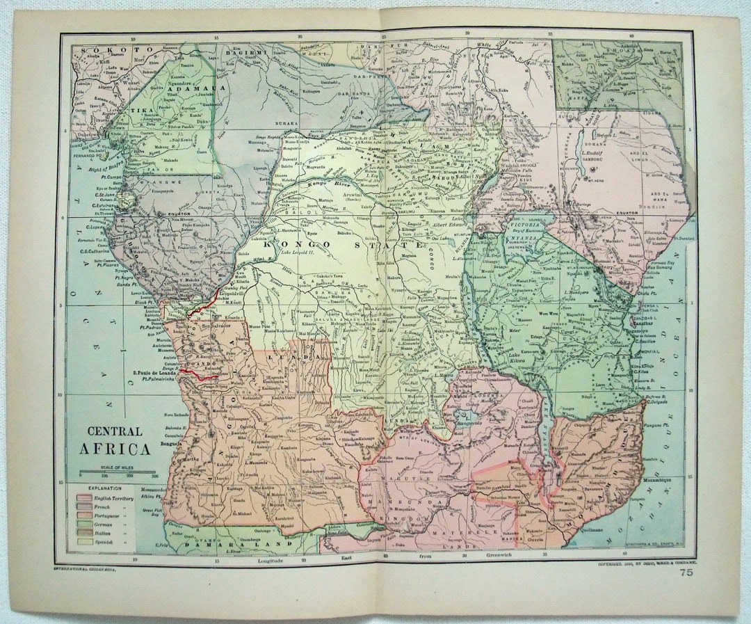 Central Africa - Original 1891 Dated Map by Dodd Mead & Company ...