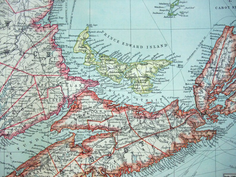 Canadian Maritimes - Large Original Map C1907 by George Philips & Son ...