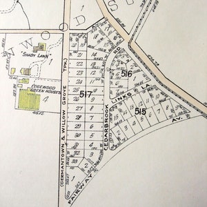 Large Original 1927 Map of Part of Glenside & Wyncote, Cheltenham ...