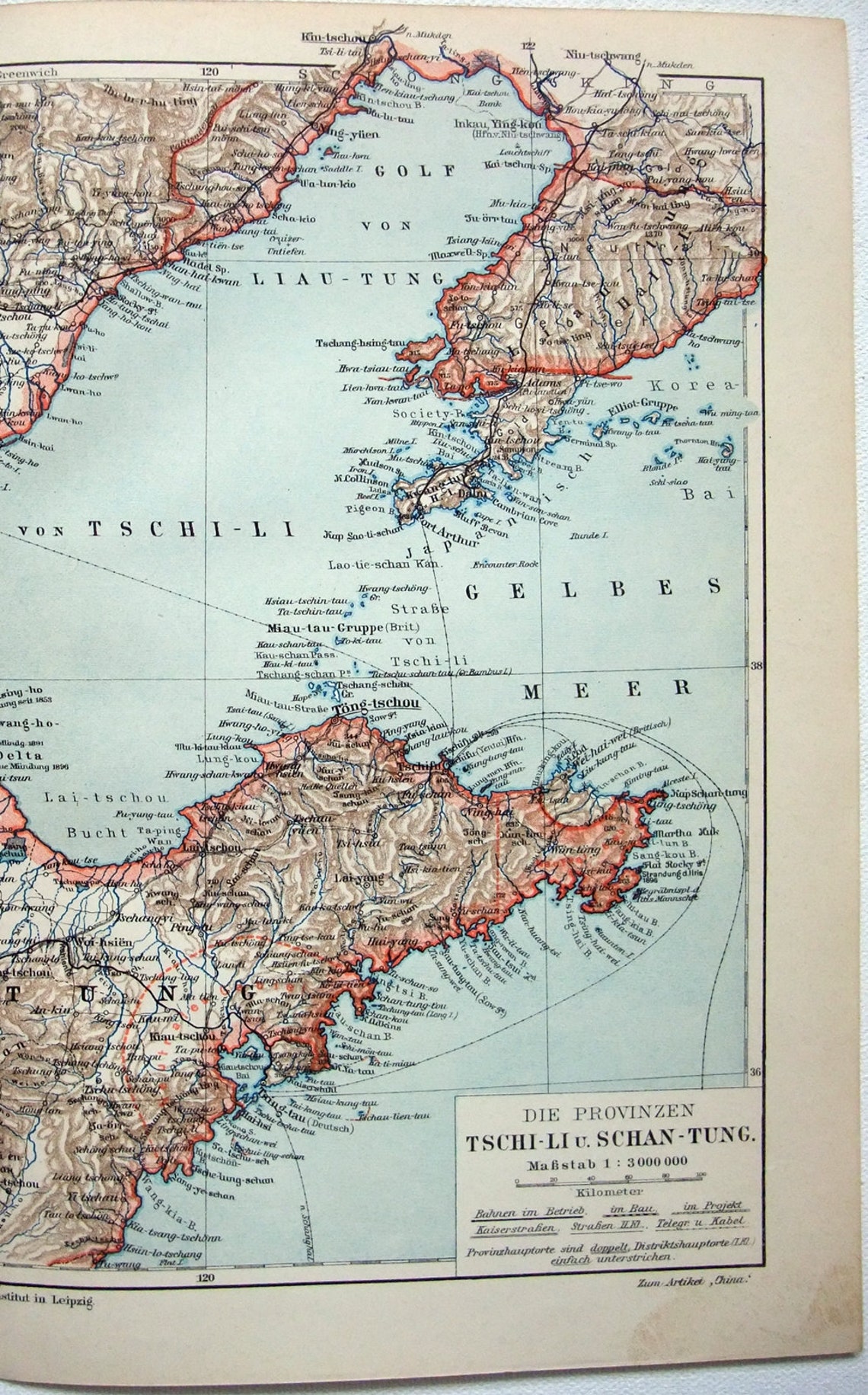 Original 1906 Map of Tschi-li & Schan-tung Provinces of China | Etsy