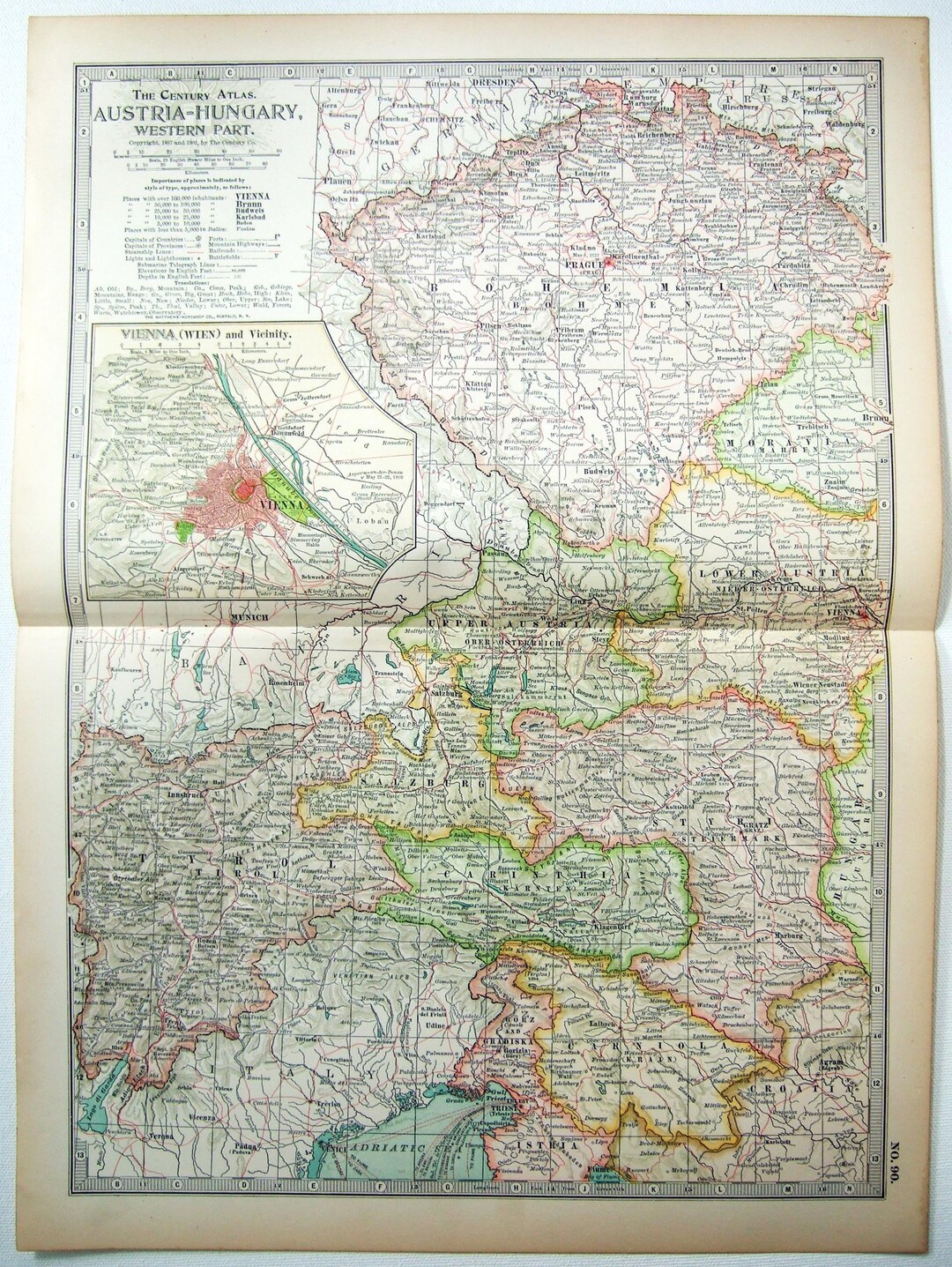 Antique 1902 Map of Western Austria Hungary by Century Company - Etsy