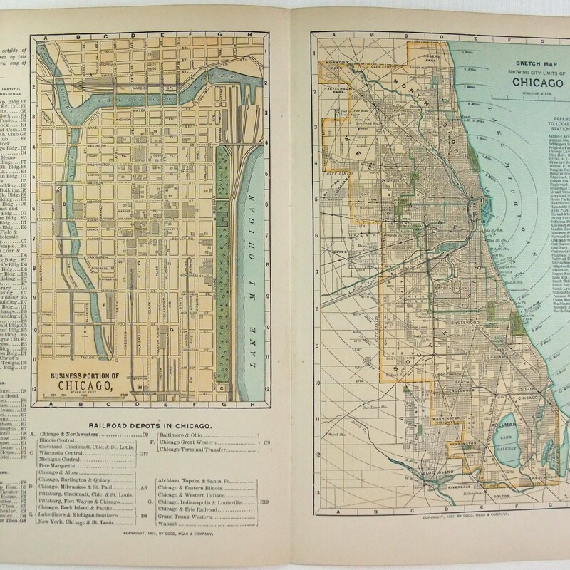 Chicago Vintage Map - Etsy