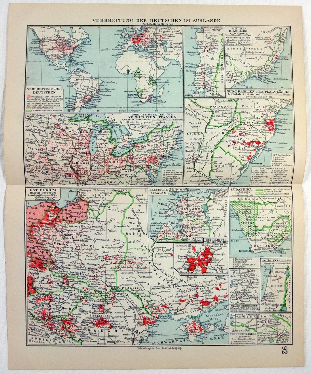 German Migration Original 1928 Ethnographic Map by Meyers. Vintage - Etsy