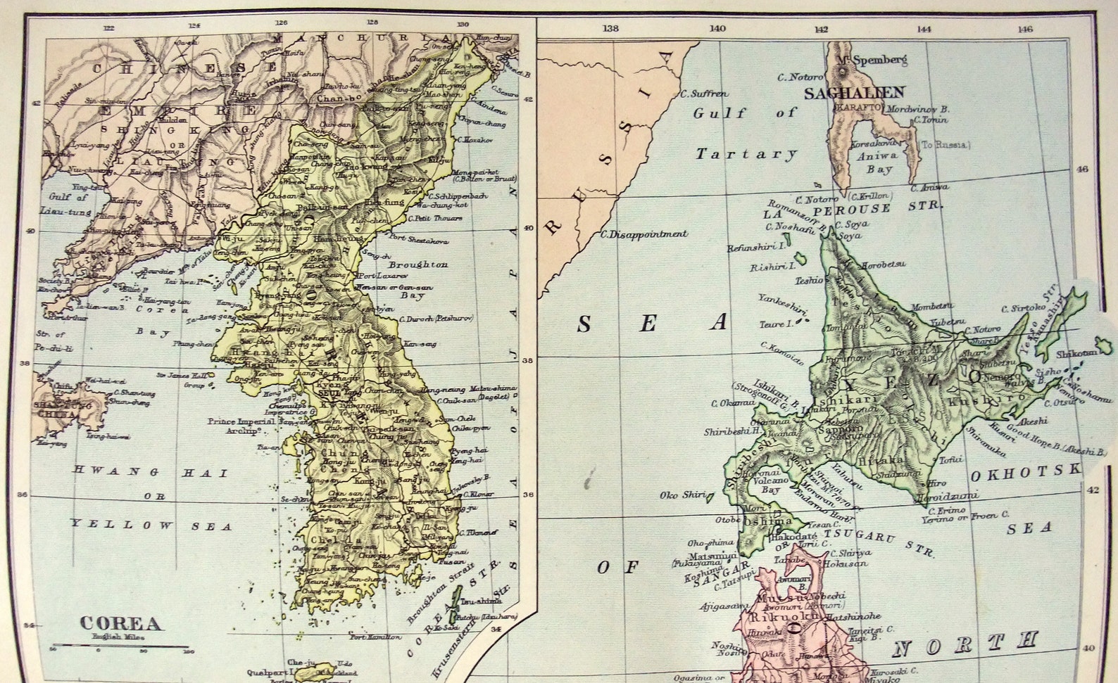 Japan Original 1895 Map by W A. K. Johnston. Antique | Etsy