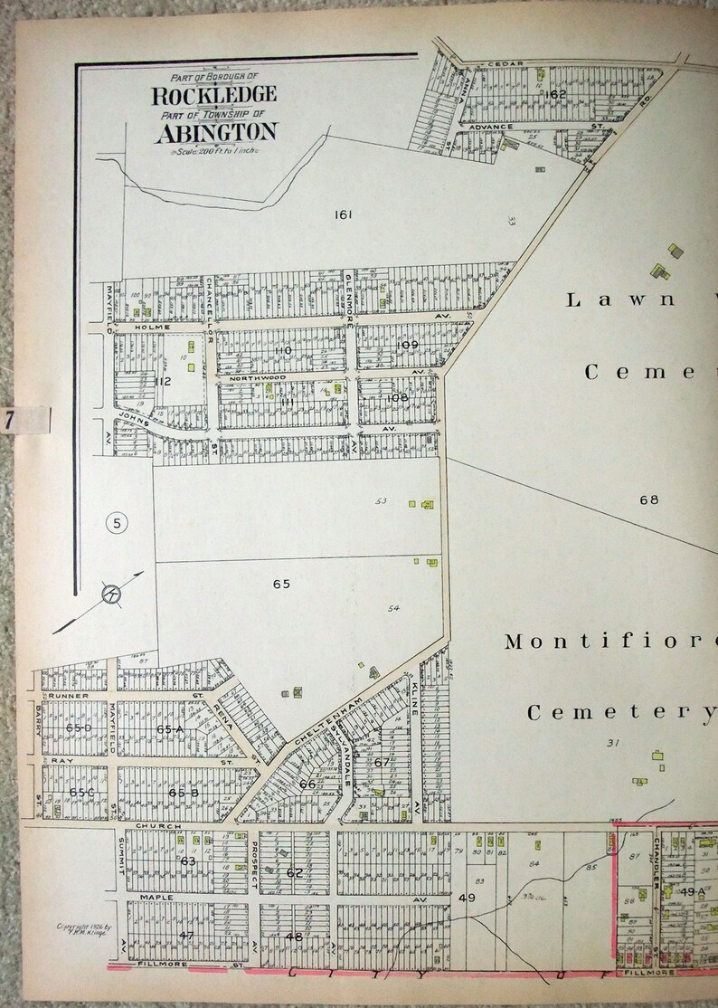 Large Original 1927 Map of Parts of the Borough of Rockledge | Etsy