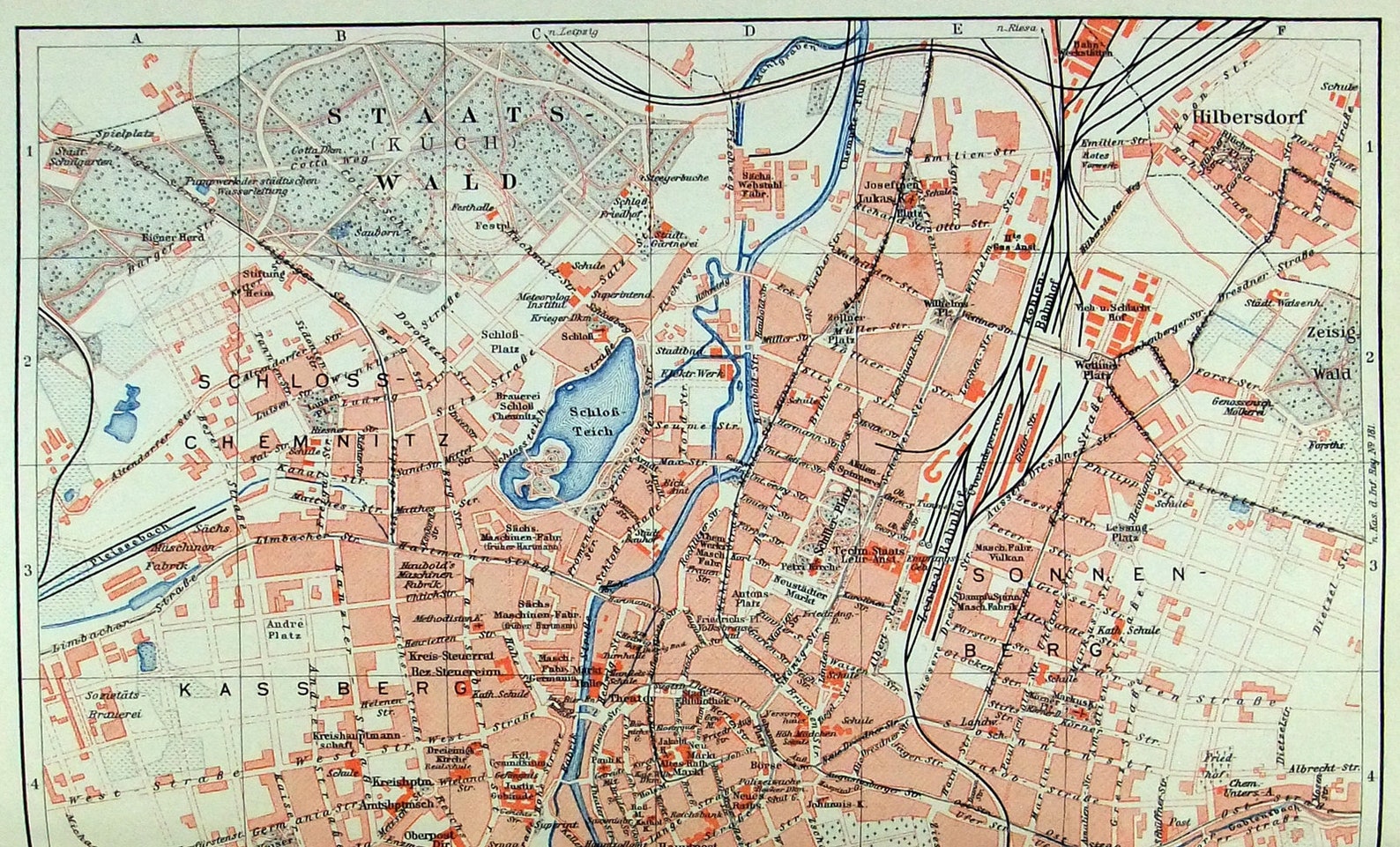 Chemnitz Germany Original 1905 City Map by Meyers. Saxony. | Etsy