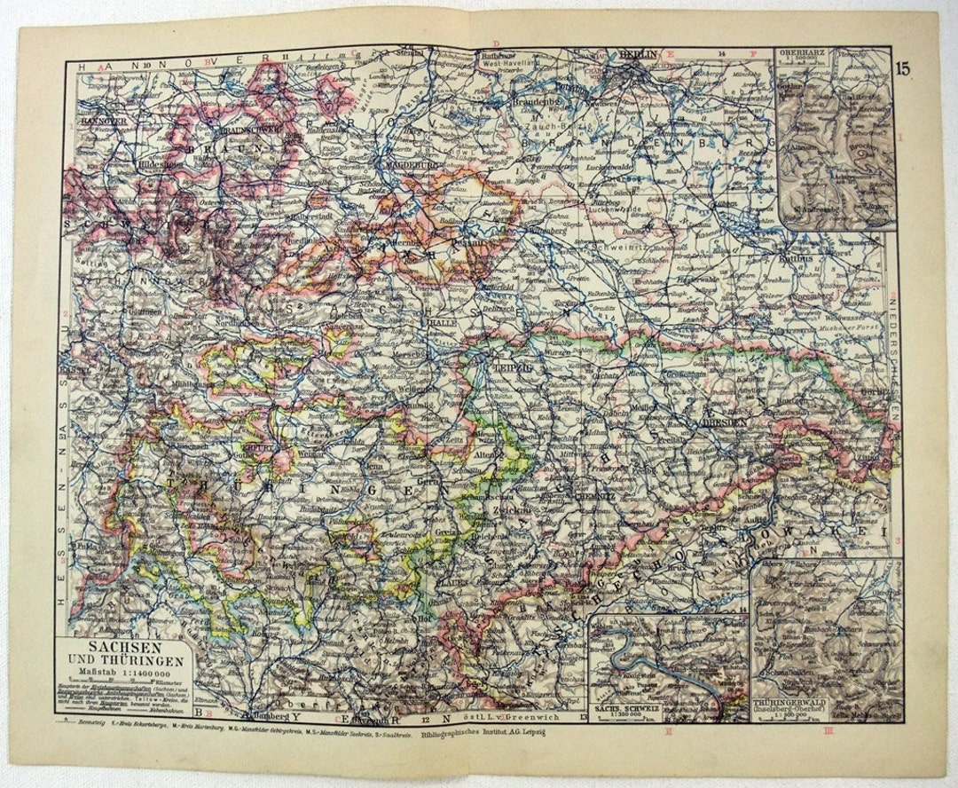 Original 1931 German Map of Saxony and Thuringia, Vintage - Etsy