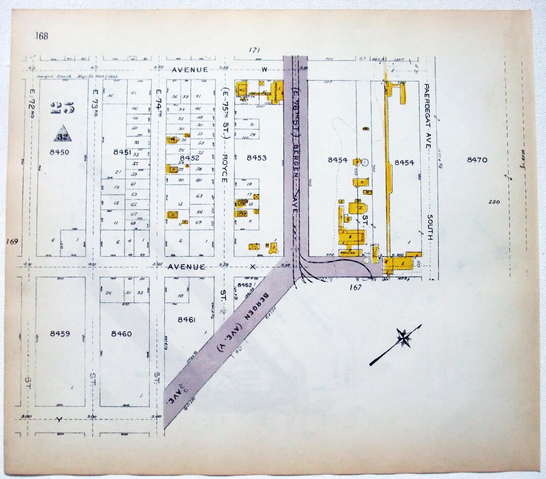 SE Bergen Beach, Brooklyn - Original 1922 Map by Belcher Hyde. Antique ...