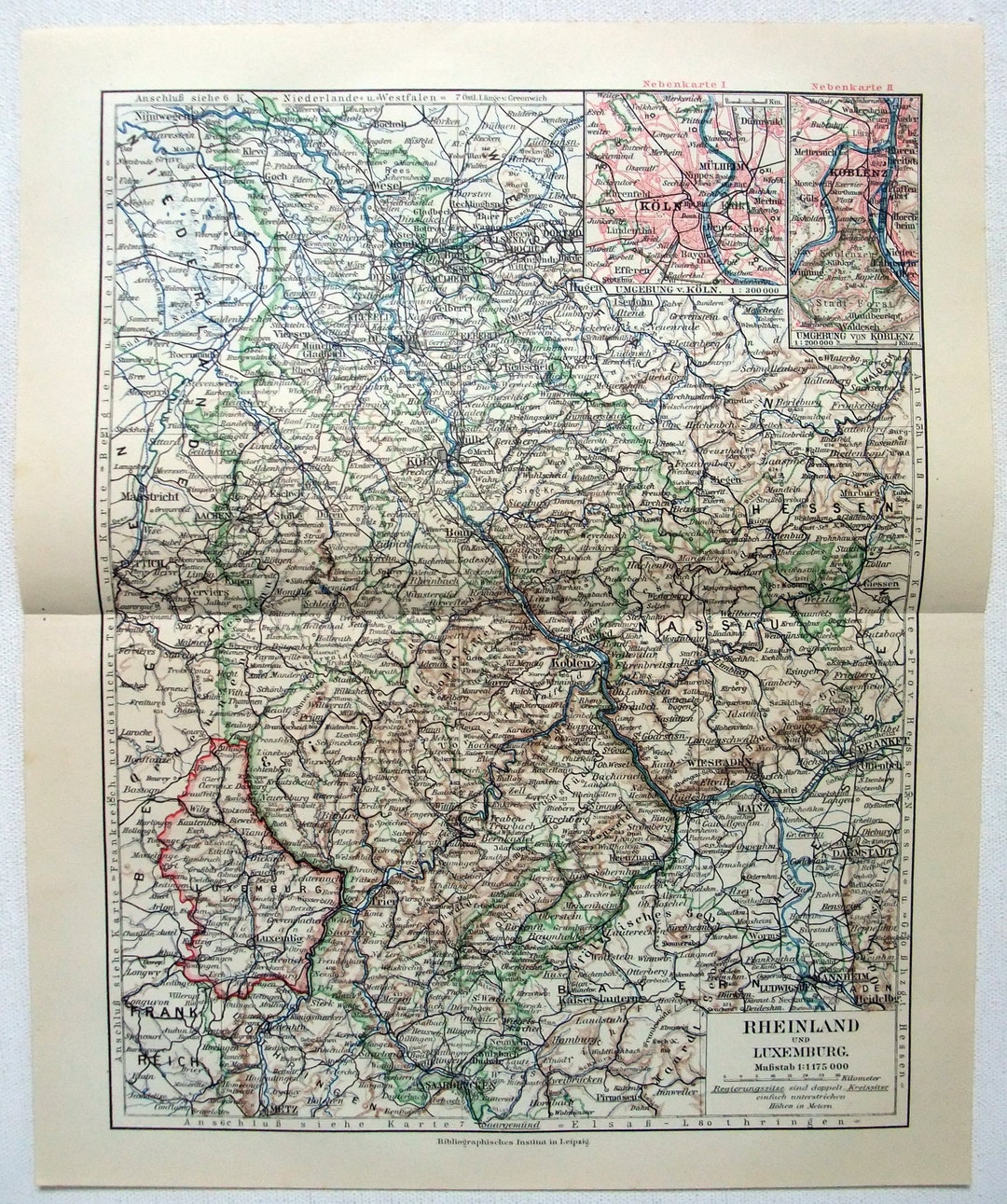 Original 1909 Map of Rhineland Germany by Meyers. Antique - Etsy