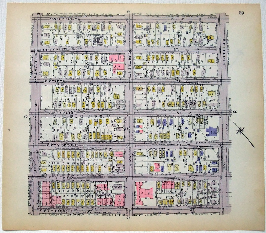 Part of Borough Park, Brooklyn - 11th to 15th Aves From 48th to 54th ...
