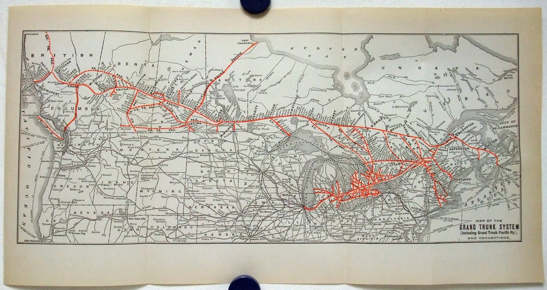 Grand Trunk Railroad - Original 1914 System Map. Antique - Etsy