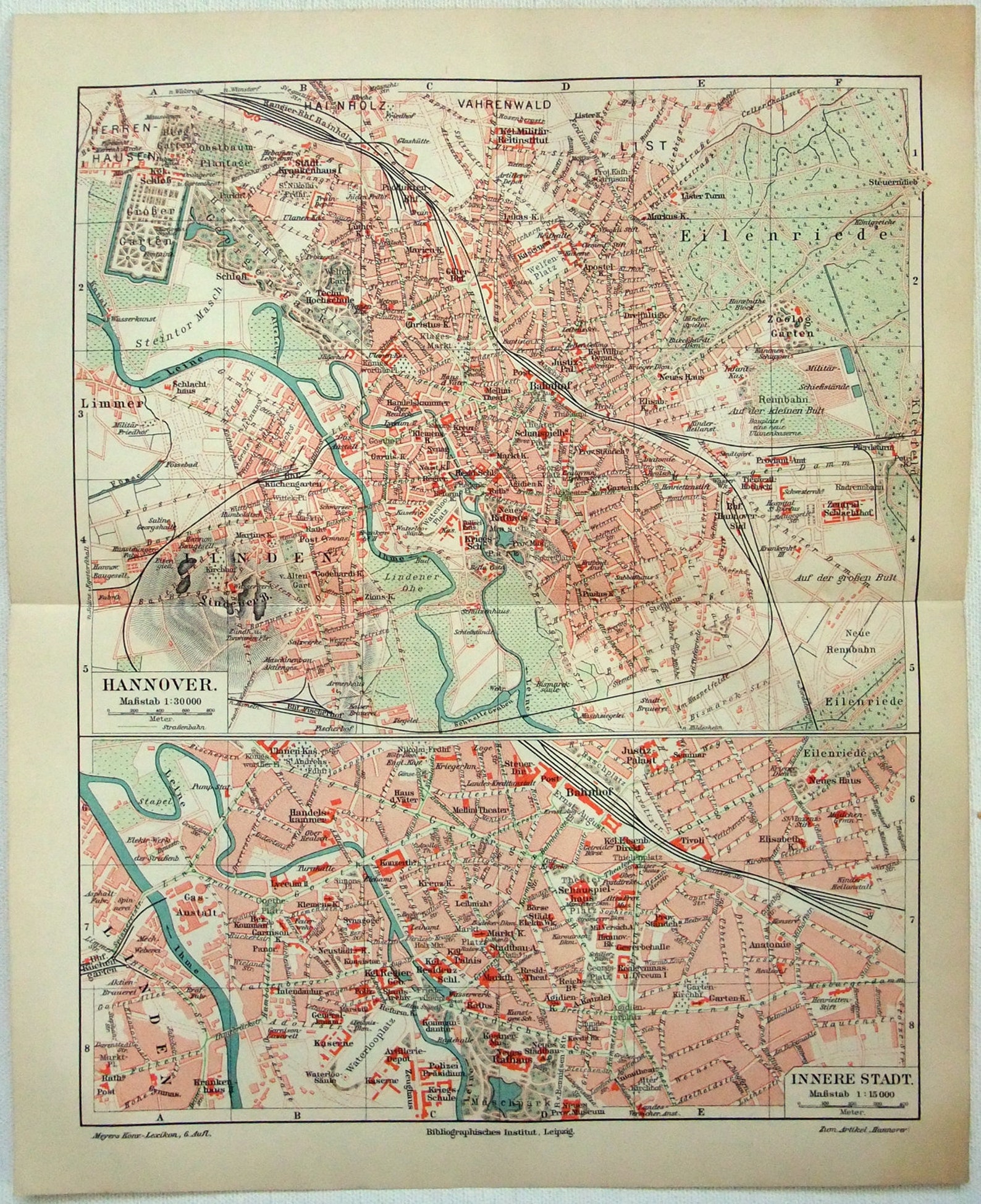 Hanover Germany Original 1906 City Map by Meyers. Antique - Etsy