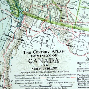 Dominion of Canada - Original 1897 Map by the Century Company. Antique ...