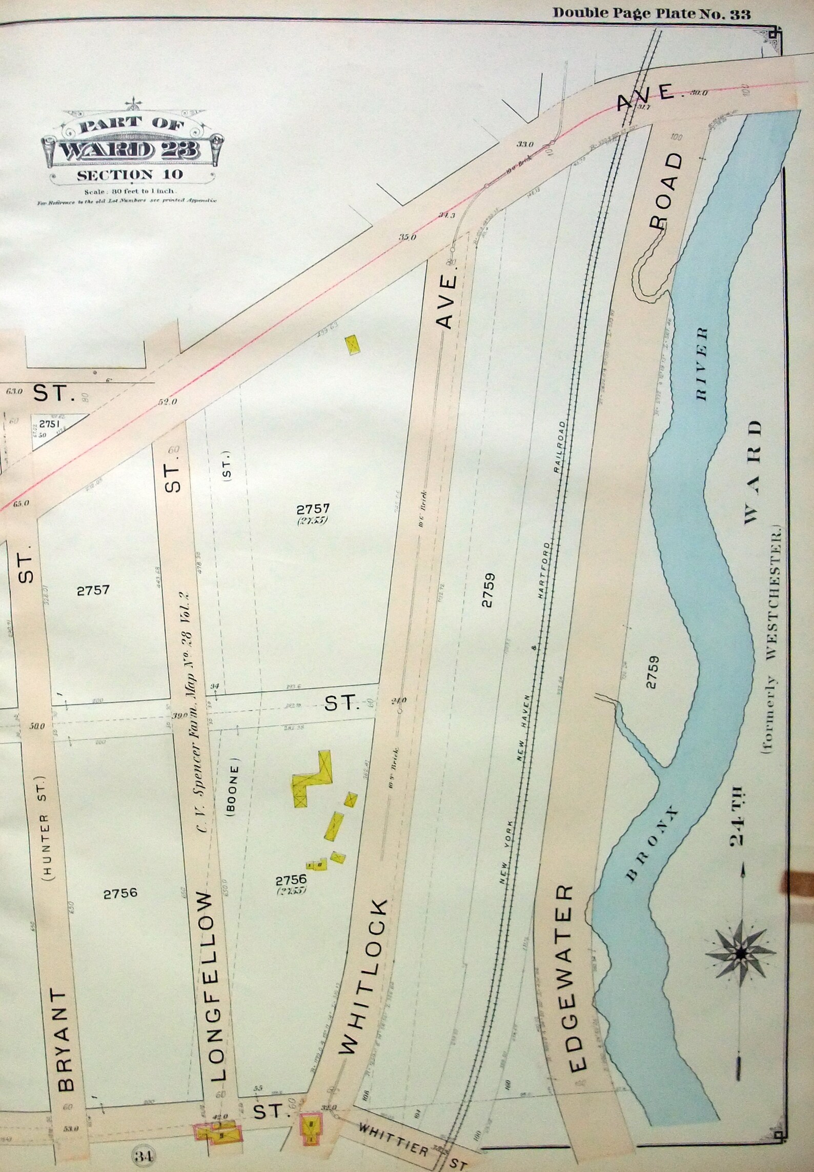 Huge Antique Map of Bronx NY Aldus St to Home St From Barretto to the ...