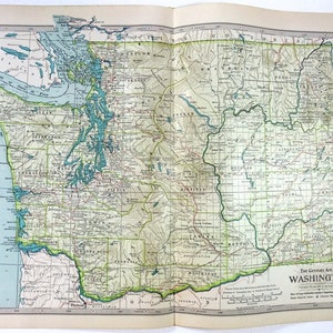 Original 1902 Map of Washington State by the Century Company. Antique ...