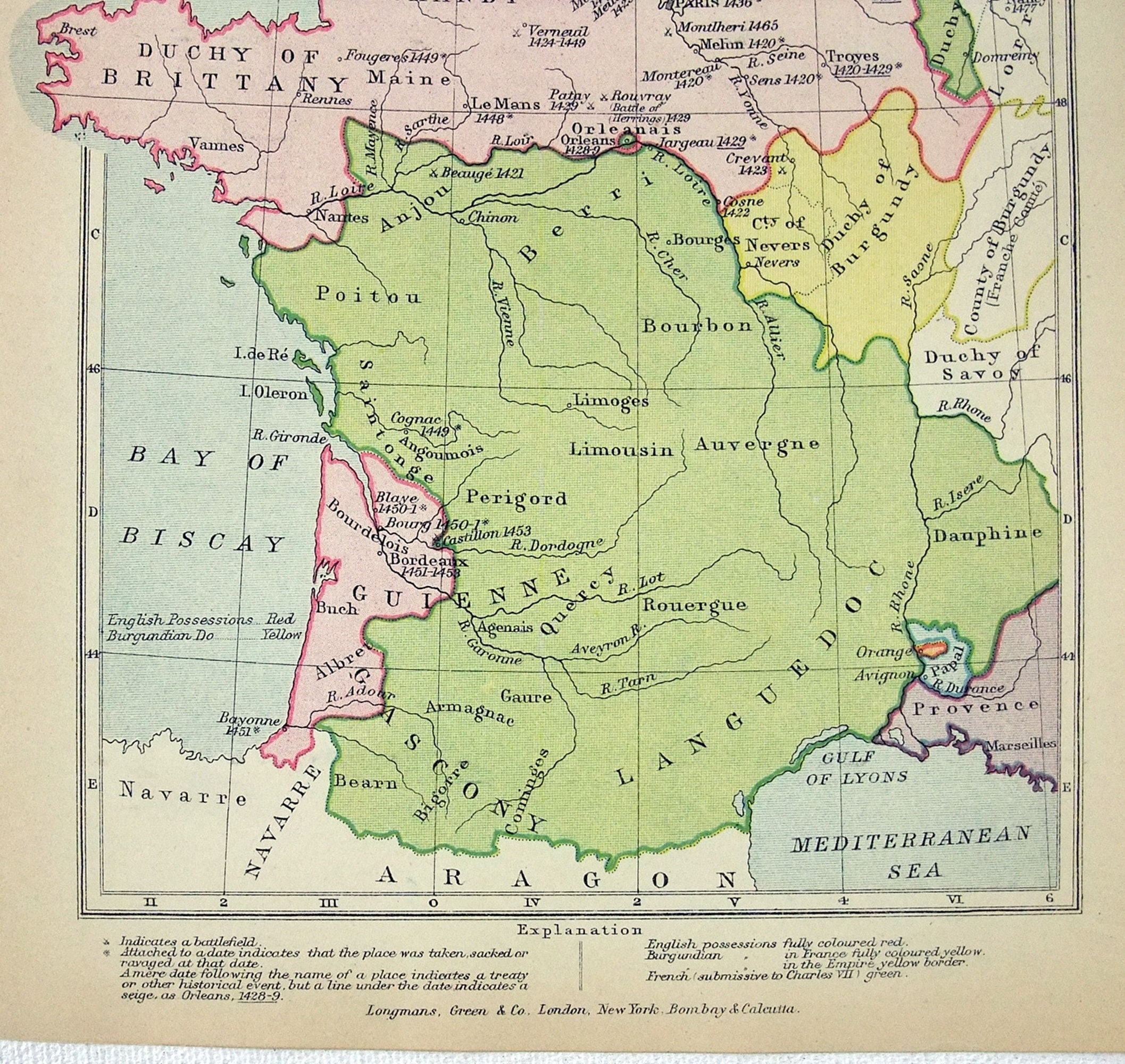 Vintage Map of English Conquests in France, 1905 - Etsy