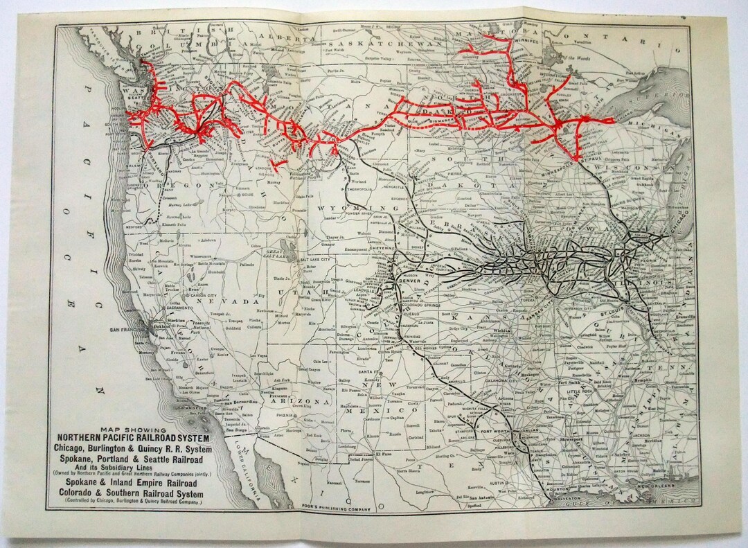 Northern Pacific Railroad - Original 1920 System Map by Poor's ...
