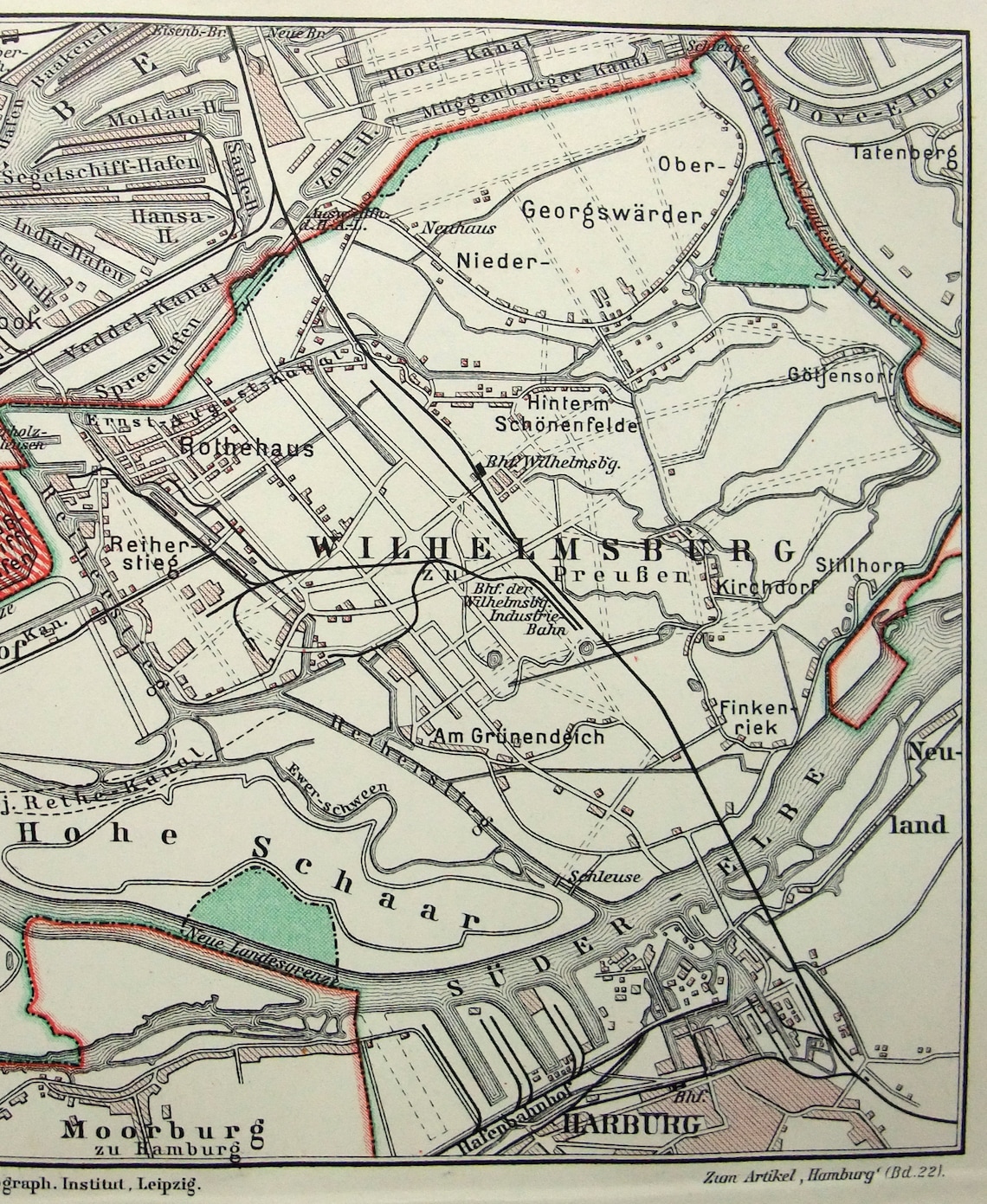 Port of Hamburg Germany Original 1912 Map by Meyers. | Etsy