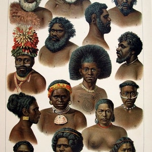 Australian & Pacific Islanders Original 1905 Chromo-lithograph by ...