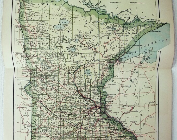 Minnesota Original 1895 Map of Minnesota by Dodd Mead & Company ...