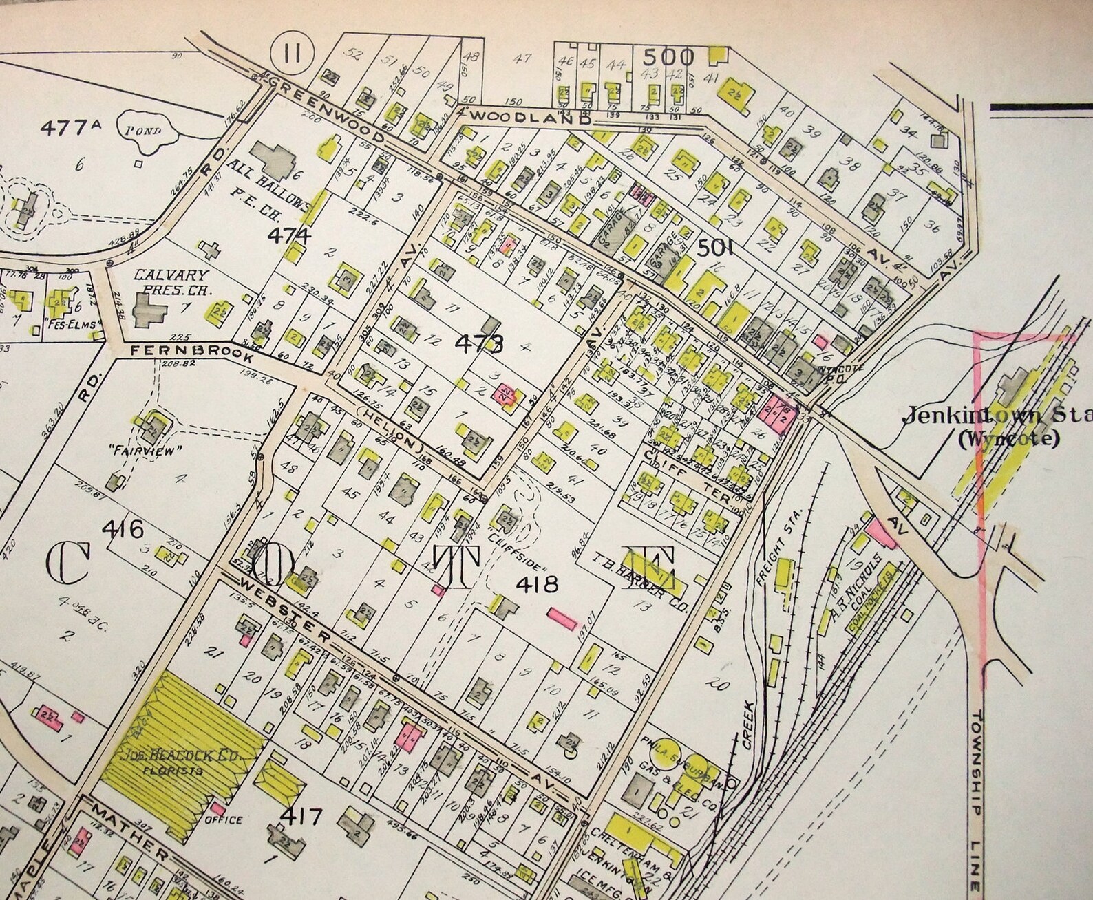 Large Original 1927 Map of Parts of Wyncote & Chelten Hills - Etsy