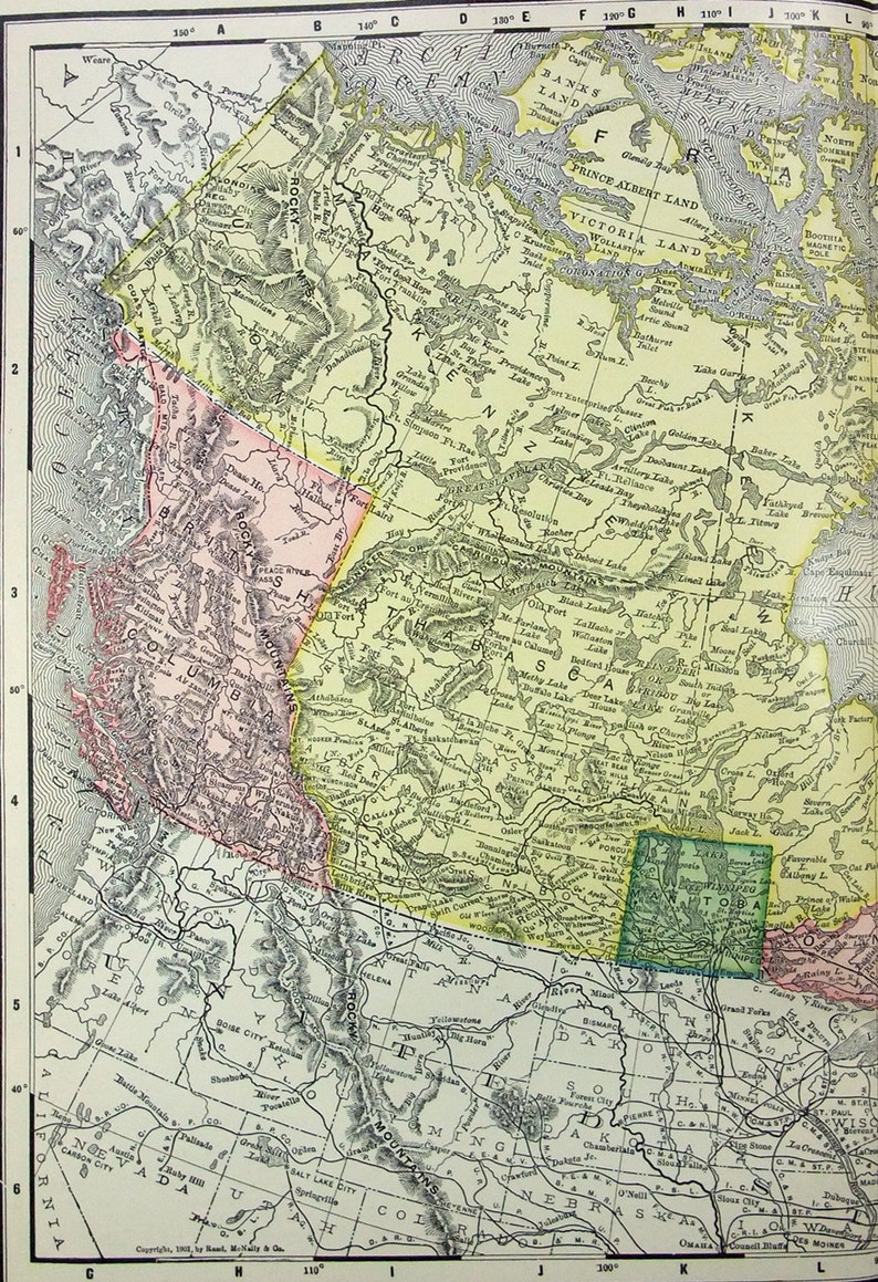 Original 1901 Map of British North America by Rand Mcnally - Etsy