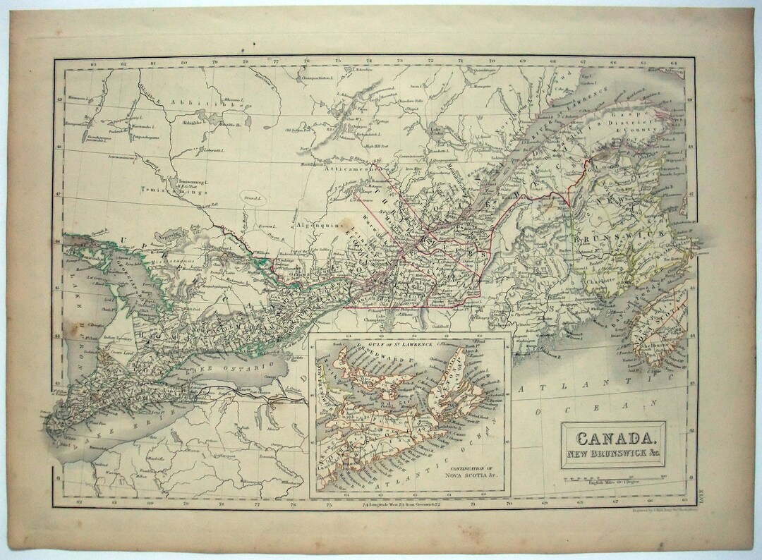 Canada - Large Original 1846 Steel Plate Map by Sydney Hall. Guaranteed ...