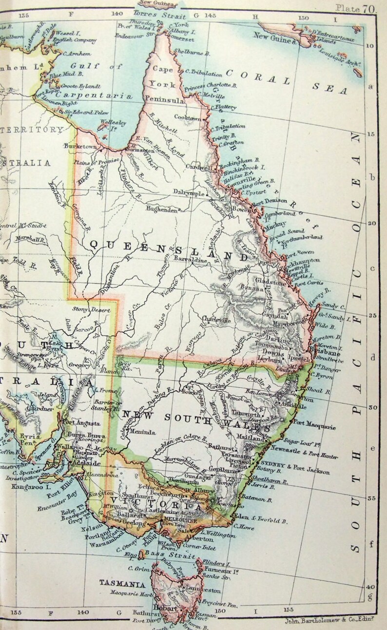 Australia - Original 1893 Map by John Bartholomew. Antique - Etsy
