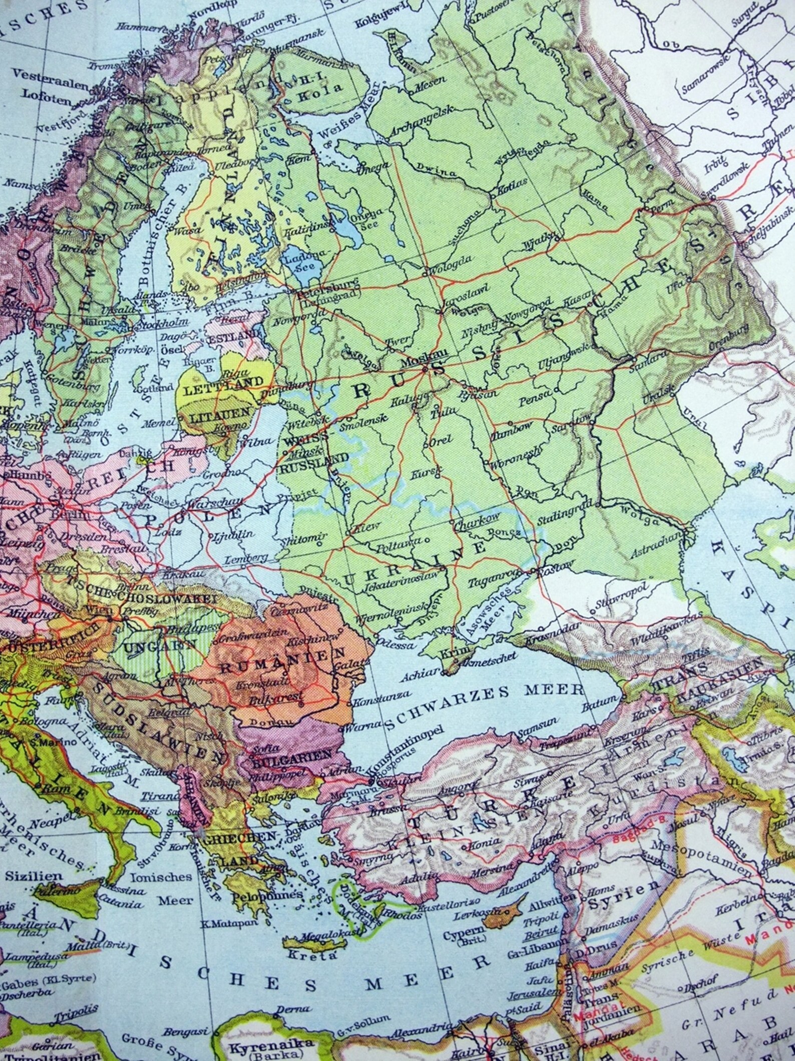Europe - Original 1931 German Language Map by Meyers, Vintage - Etsy