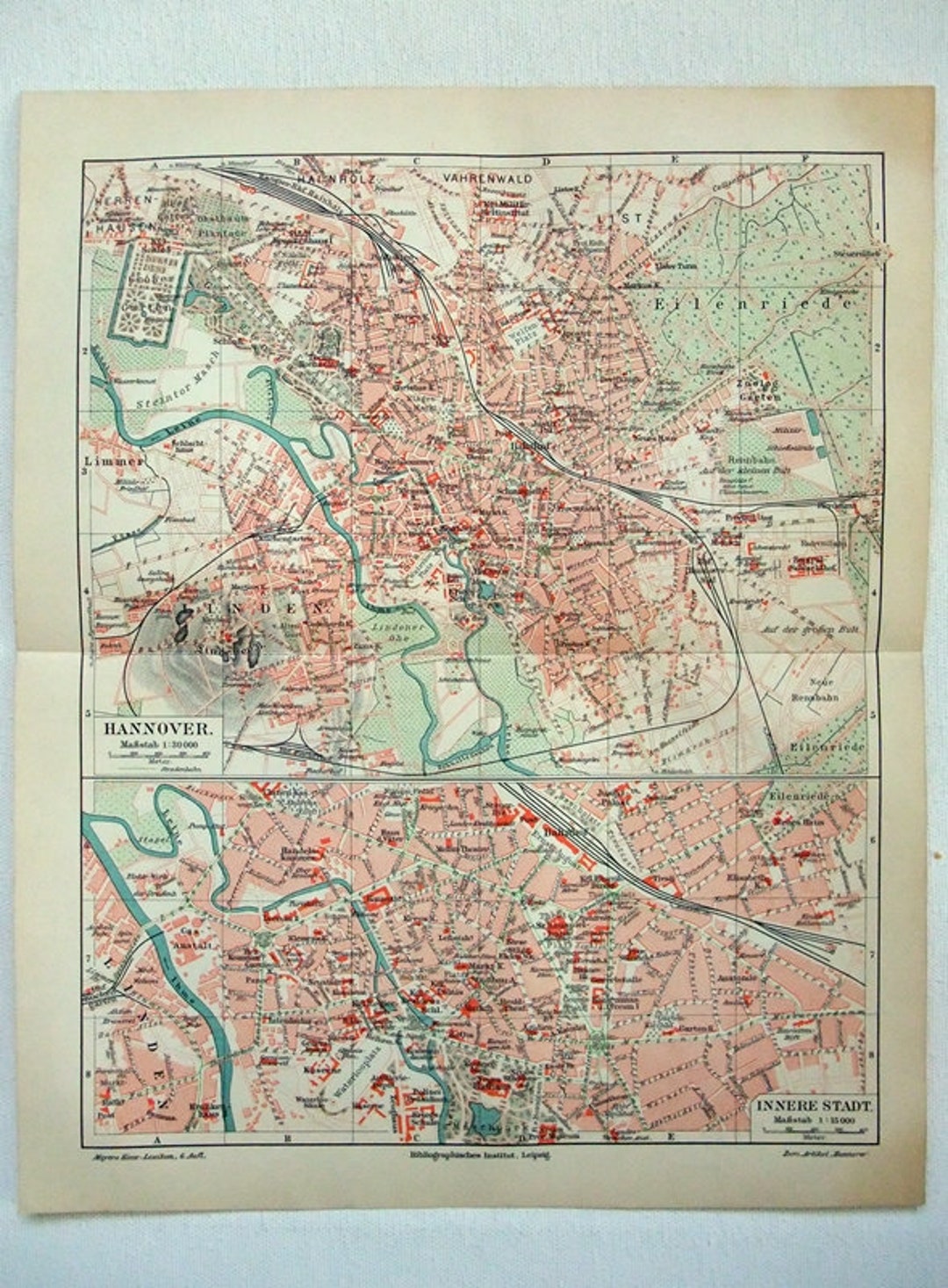 Hanover, Germany - Original 1906 City Map by Meyers. Antique Original ...