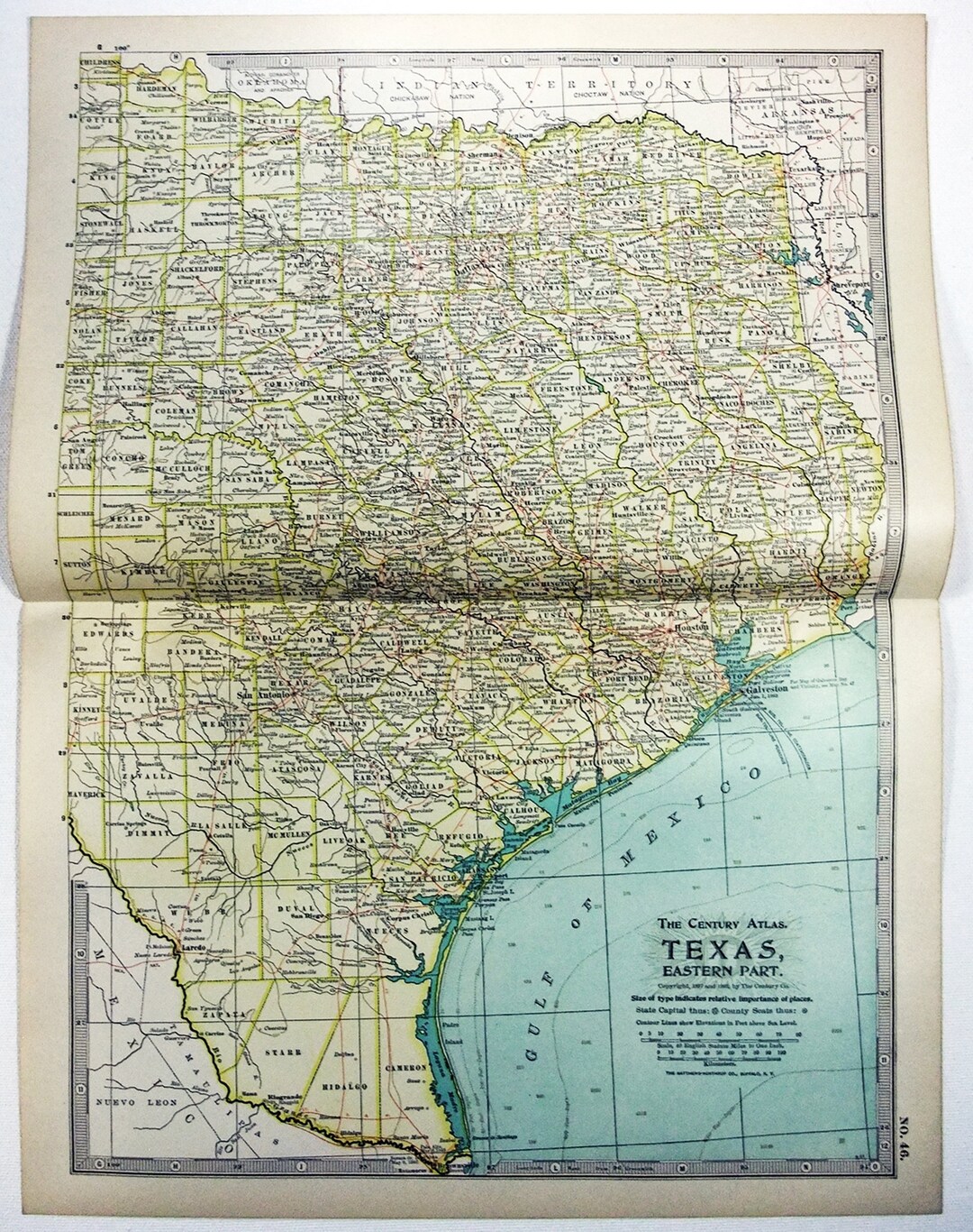 Original 1902 Map of Eastern Texas by the Century Company. Antique - Etsy