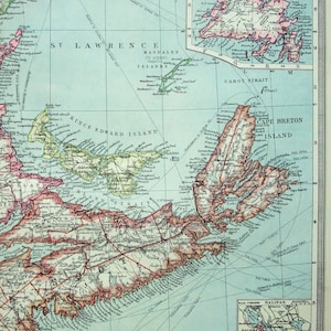 Canadian Maritimes - Large Original Map C1907 by George Philips & Son ...