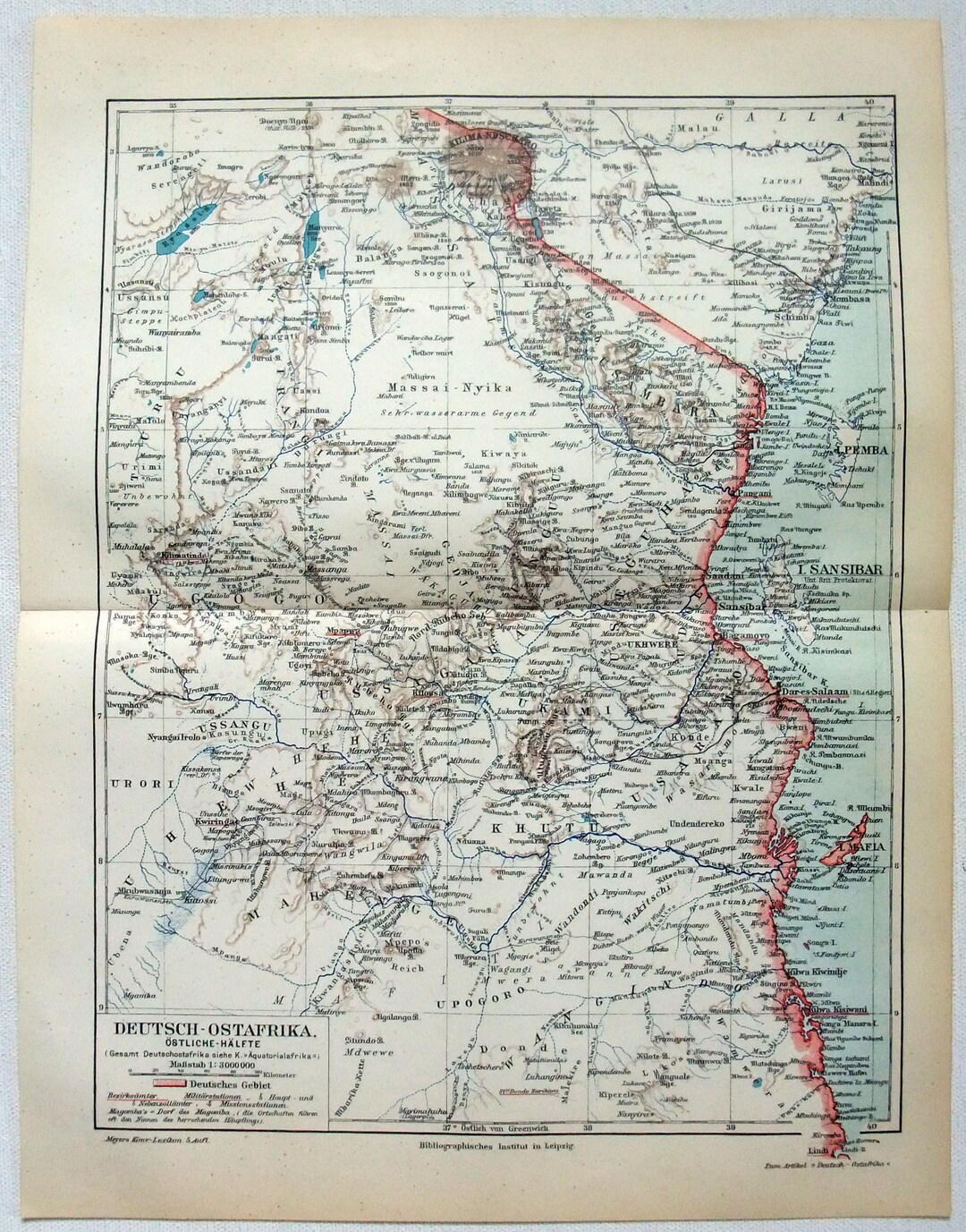 German East Africa - Original 1894 Map by Meyers. Antique Namibia - Etsy
