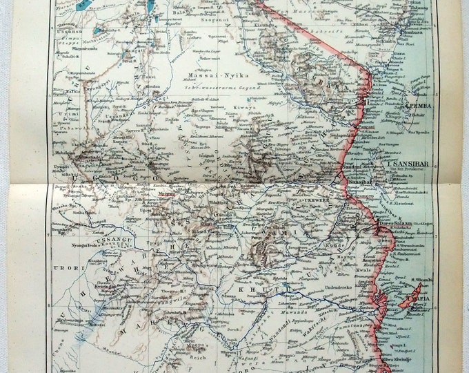 German East Africa - Original 1894 Map by Meyers. Antique Namibia - Etsy