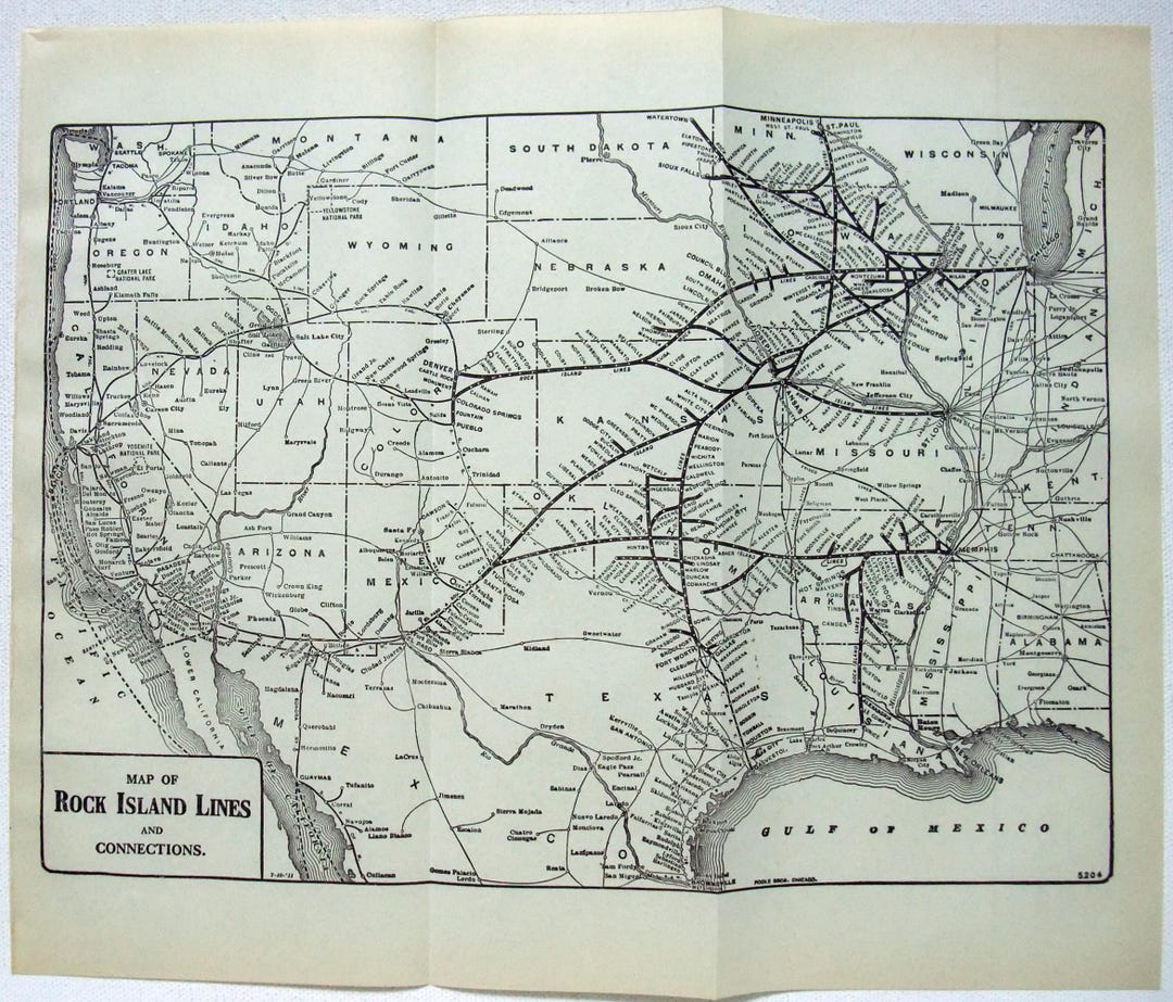 Rock Island Lines - Original 1917 Railroad Map. Antique - Etsy