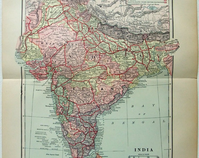 Original 1895 Map of India by Dodd Mead & Company. Antique - Etsy