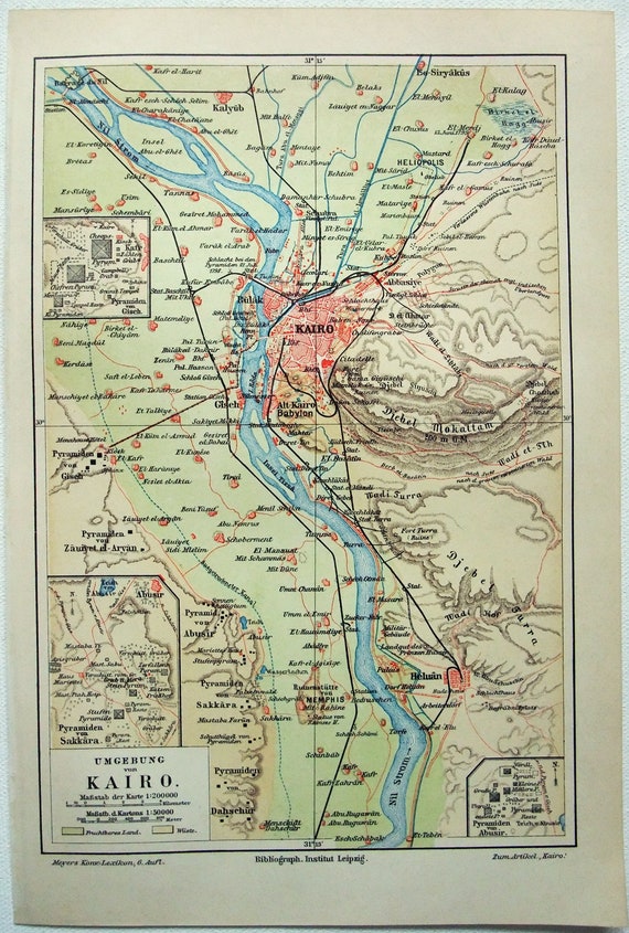 Old Map Of Cairo Cairo Map Restored Fine Reproduction Etsy