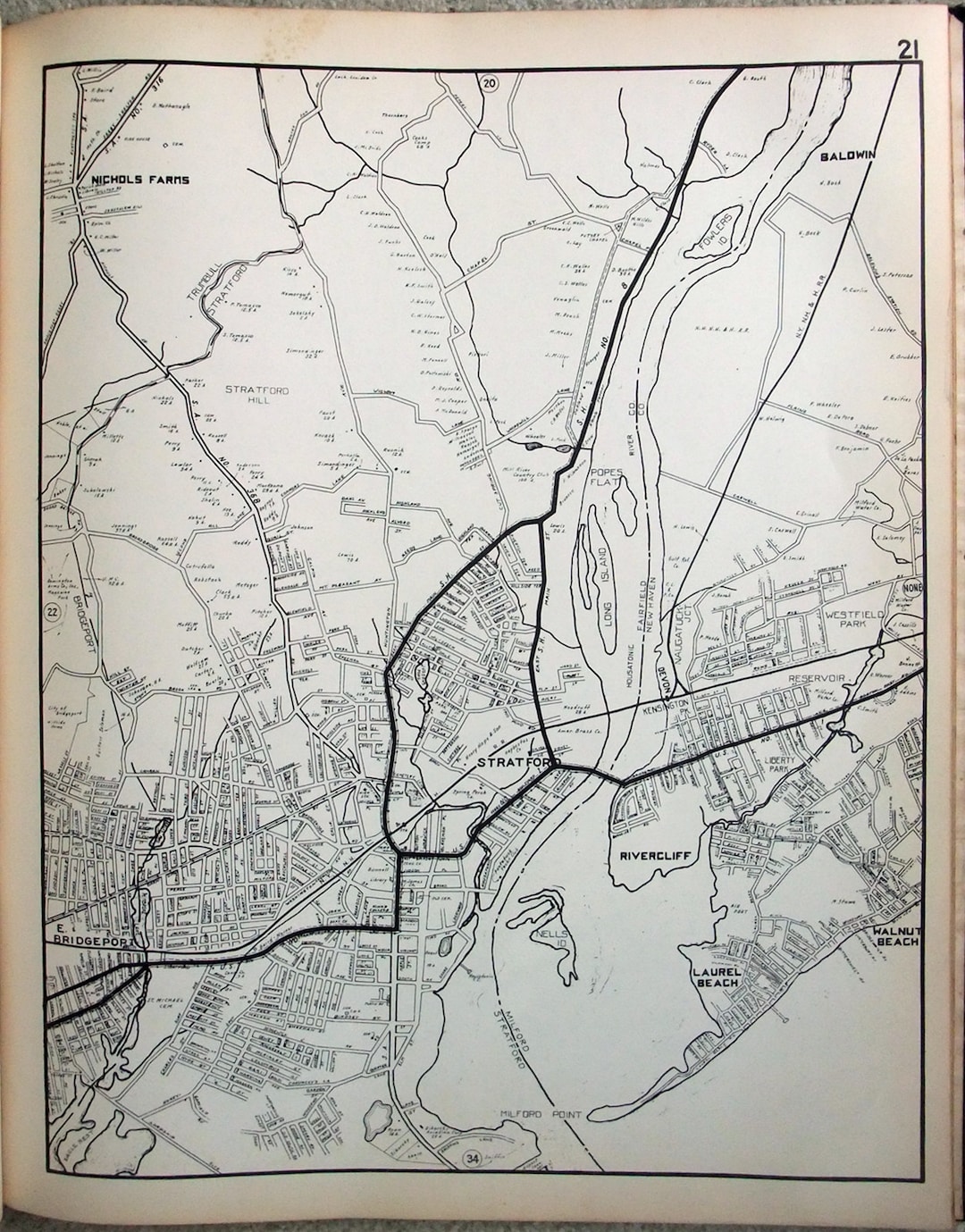 Stratford Connecticut, E Bridgeport & Western Milford - Large 1931 Map ...