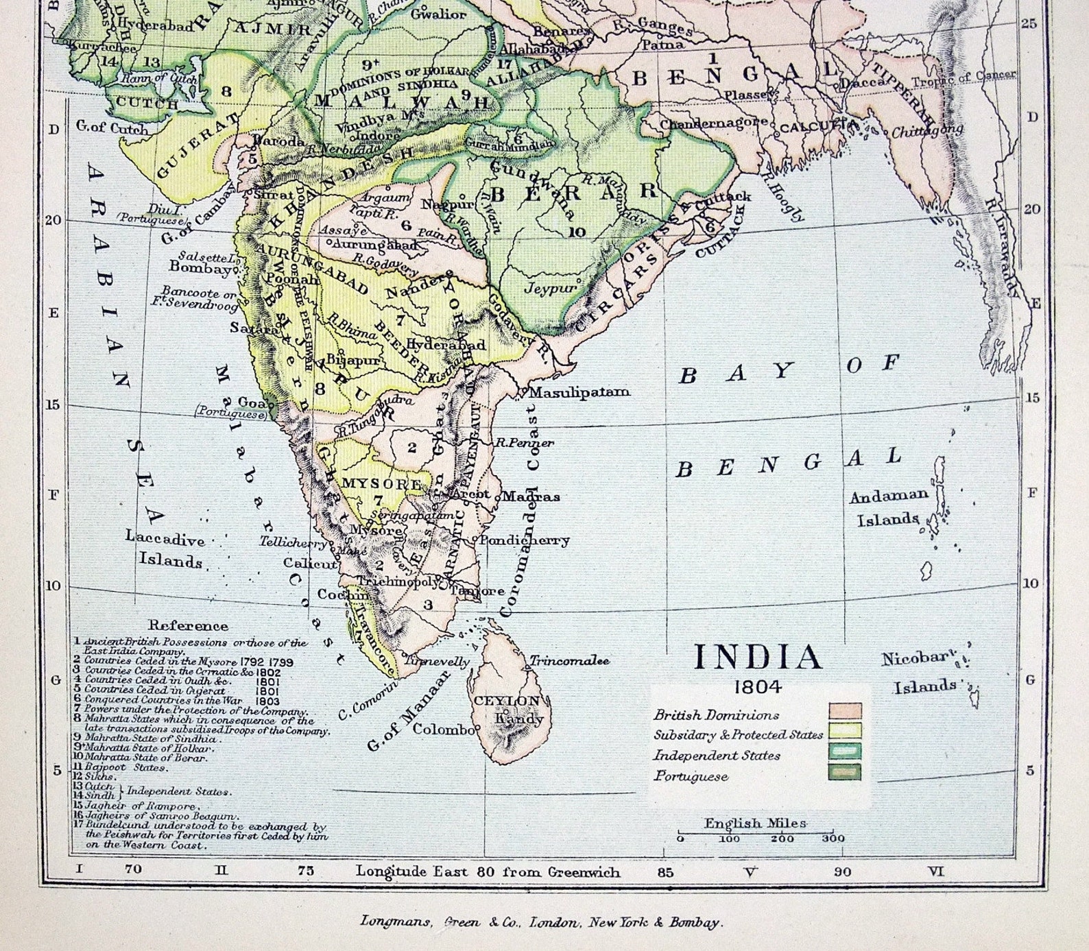 Vintage Map of India in 1804 Published by Longmans Green in | Etsy